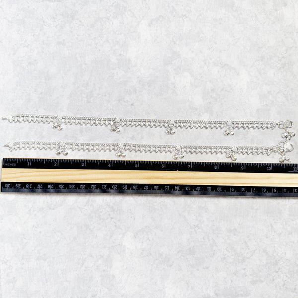 Chum Chum Vrindavan Flowers - Set of 2 - Silver Anklets - Radhika Store