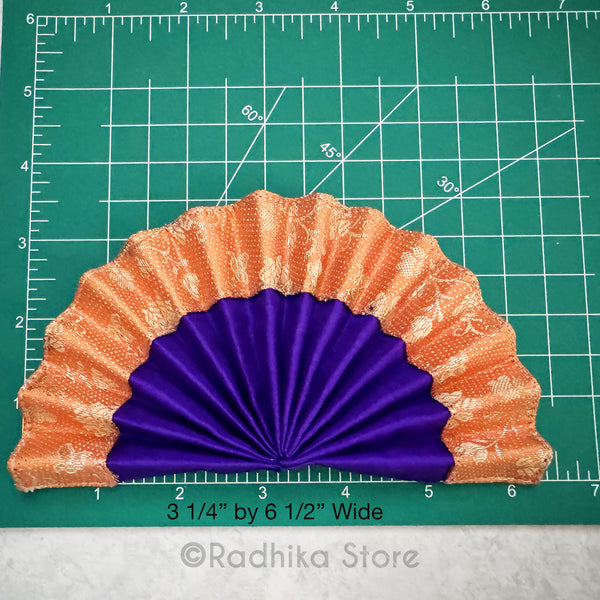 Turban Fans -Silk with Jacquard- 3 1/4 Inch - Set of 2 - Radhika Store