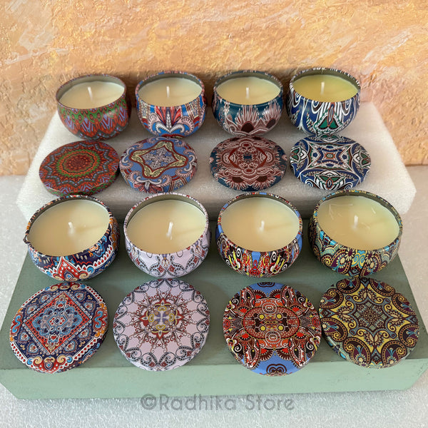 Decorative Miniature Soy Candle Tins With Lids - Set of 8 - Set D ...
