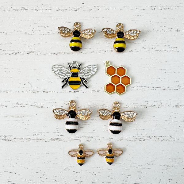 Little Bumble Bee Pendants/Charms - Set of 2 - Radhika Store