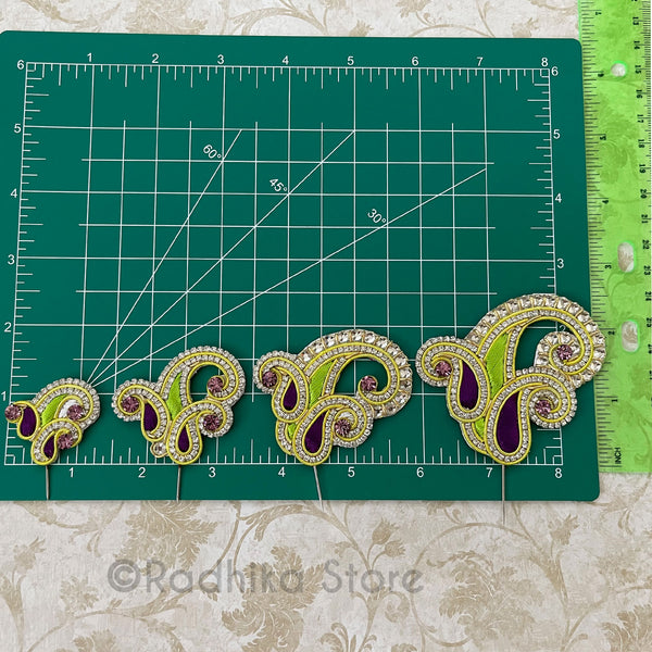 Purple Peridot with Gold Embroidery Turban Pins - Vrindavan Chandrikas ...