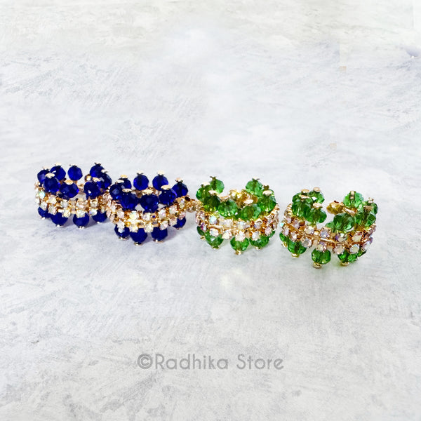 Brilliant Crystal - Bangles- Choose Size and Color- Sapphire or Emeral ...