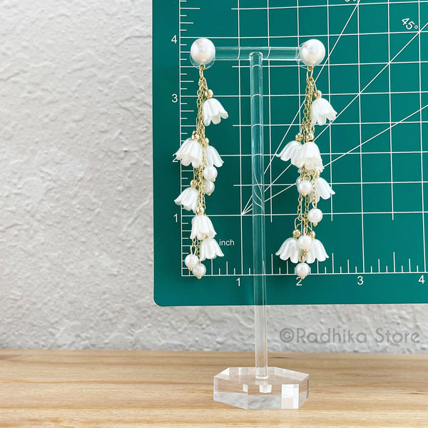 Dangling Mother Of Pearl Flower - Earrings - Radhika Store