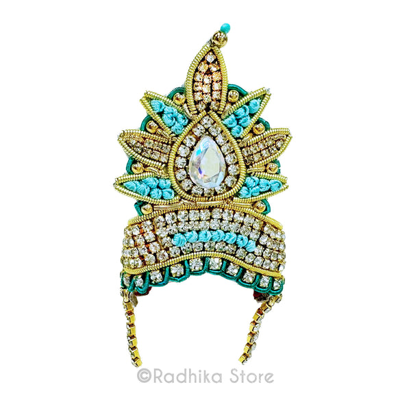 Effulgent Flower - Teal-Deity Crown - Radhika Store