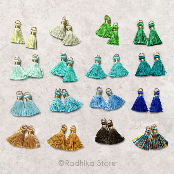 Mini Tassels - Set of 2 - Choose Color - 1 inch - Radhika Store
