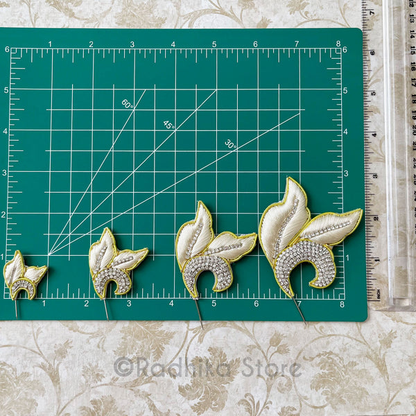 Pink With Gold Embroidery Turban Pins - Leaf Curls - Set of 2 - Radhika ...