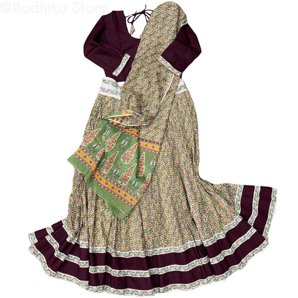 Vrindas Garden- Cotton Screen Print- With Chadar - S-M-L - Radhika Store
