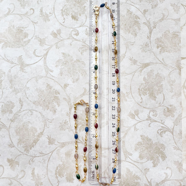 Fancy Gold Chain With Multi Color Earth Tone Stones- Necklace - Radhika ...