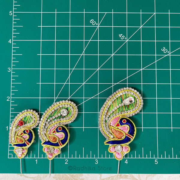 Silver Adorning Peacocks - Embroidery Turban Pins - Set of 2 - Radhika ...