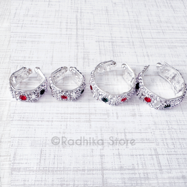 Vrindavan Flowers All Around-Silvery/ Emerald Ruby- Armlets/Bangles ...