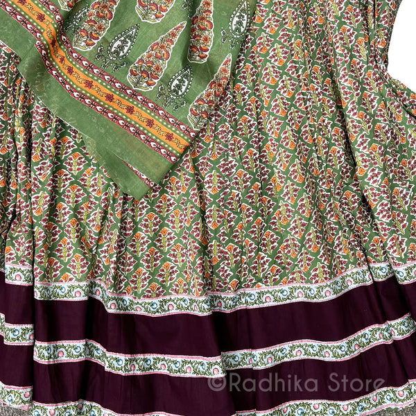 Vrindas Garden- Cotton Screen Print- With Chadar - S-M-L - Radhika Store