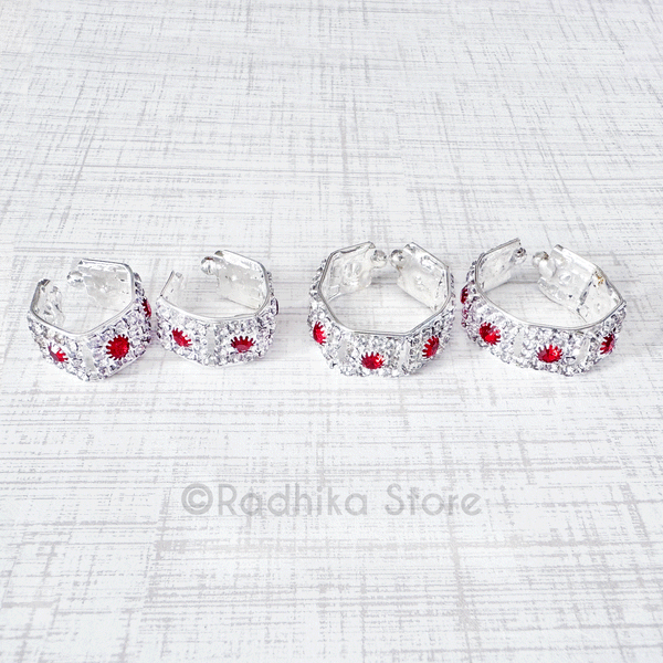 Vrindavan Flowers All Around-Silvery/ Red - Armlets/Bangles - Set of 2 ...