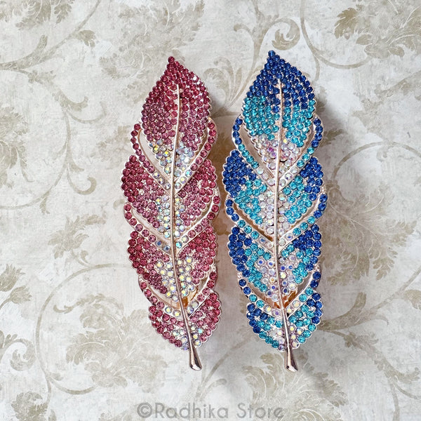 Jeweled Feathers - Pendants - Hair Barrette - Radhika Store