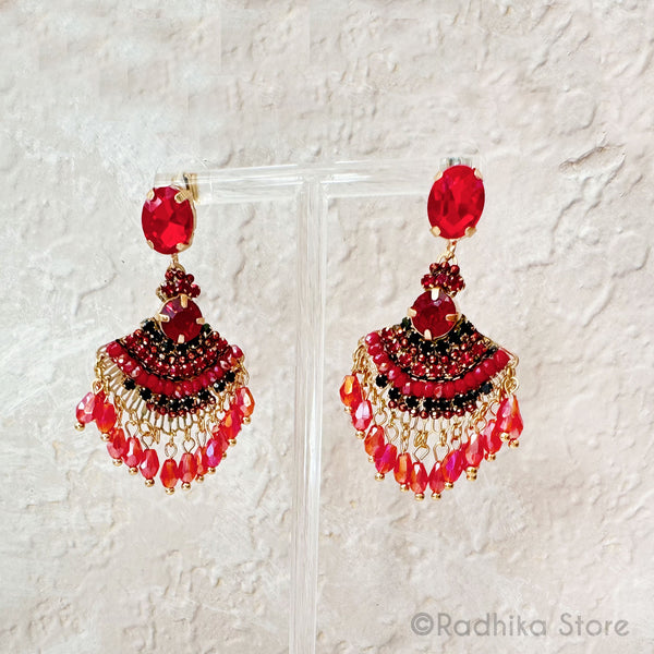 Ruby Crystals Vedic Design - Earrings - Radhika Store