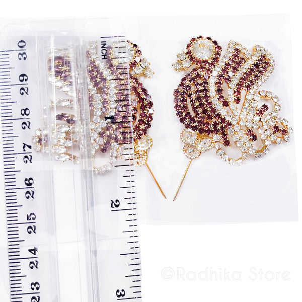 Baby Peacocks- Rhinestone Deity Turban Pins-Choose Color - Radhika Store