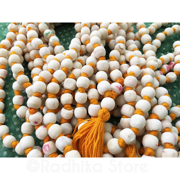 Neem (Wood)- Japa Beads- Orange Tassel - Medium and Small - Radhika Store