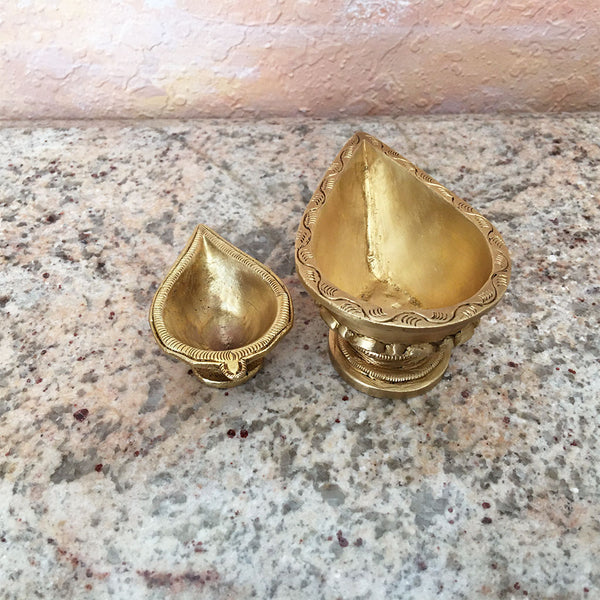 Brass Ghee Lamps (Diyas) With Parrot Design - Choose Size - Radhika Store