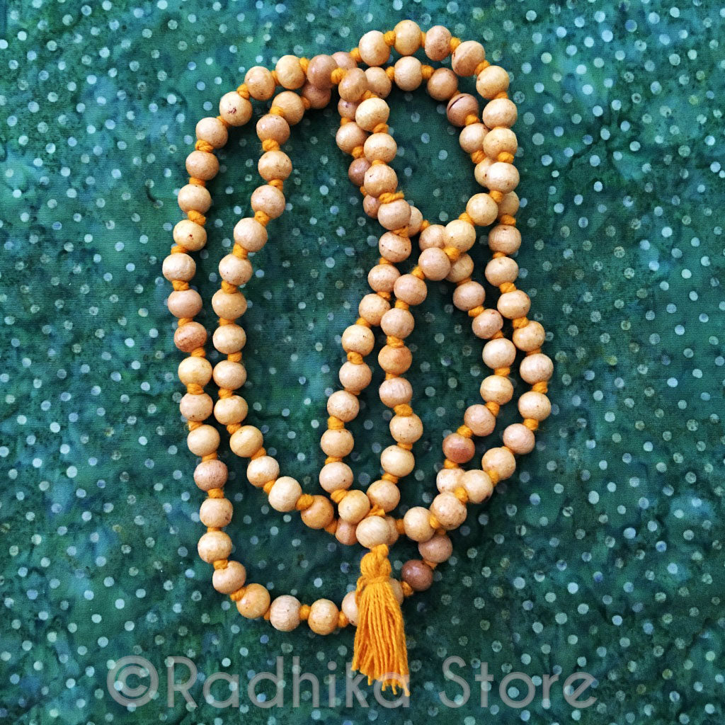 Neem (Wood)- Orange- Medium -Japa Beads - Radhika Store