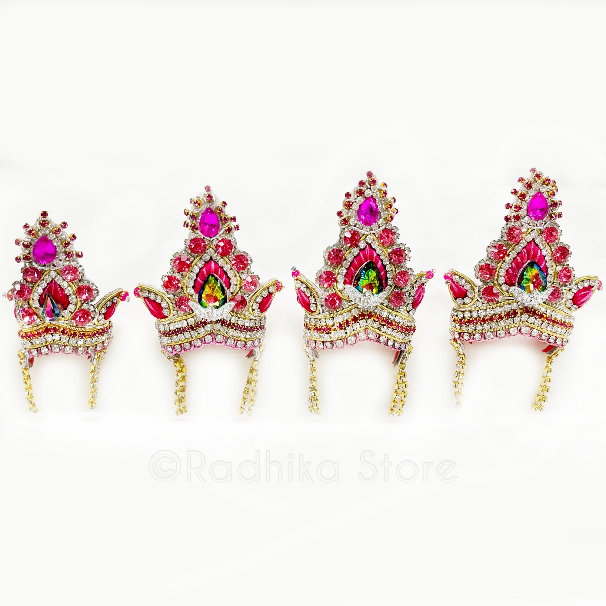 Pink Peacock Plume - Deity Crown - Radhika Store