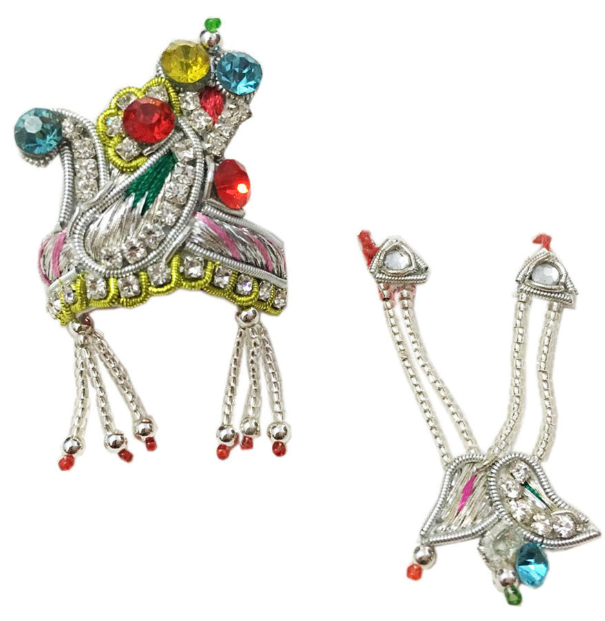 Silver Turban Look Multi Color - Deity Crown And Necklace Set - Radhika ...