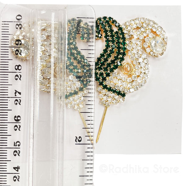 Ananta Conch Shell Chandrikas- Rhinestone Deity Turban Pins-Choose Col ...