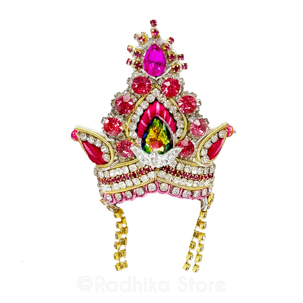 Pink Peacock Plume - Deity Crown - Radhika Store